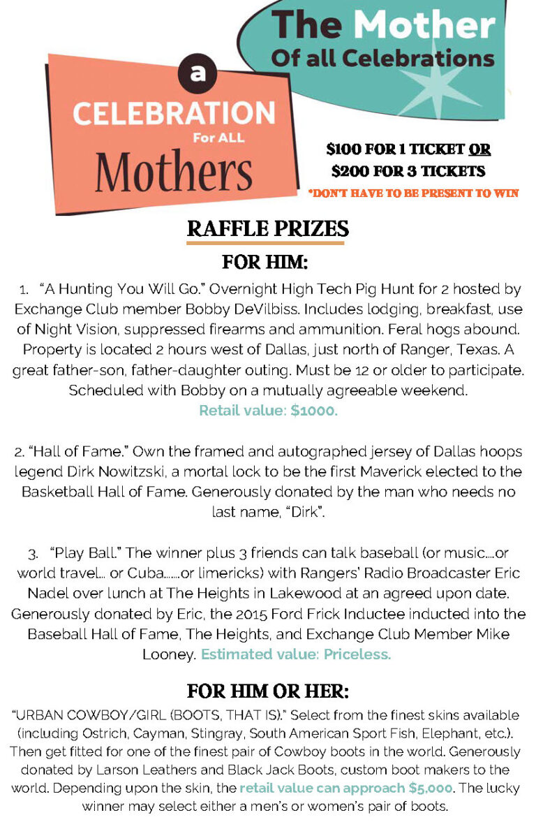 Raffle Prizes! – Exchange Club of East Dallas